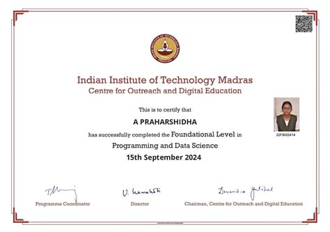 Praharshidha Anandan On Linkedin Datascience Iitmadras Iitmbs Foundationlevel