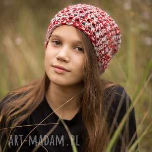 ręcznie robiona czapka karmazyn handmade wyjątkowe ღ art Madam pl