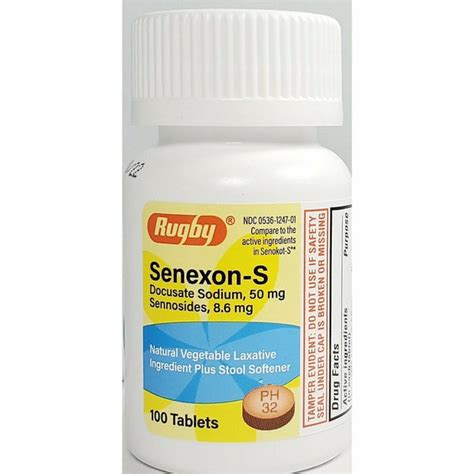 Senexon S Docusate Sodium 50 Mg 100 Tablets Each By Rugby