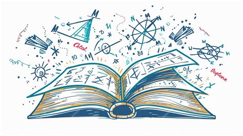 Educational Open Book With Math Lesson And Flying Elements Vector