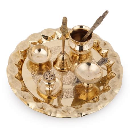 Buy Hashcart Brass Pooja Thali Brass Plate Indian Thali Aarti Thali