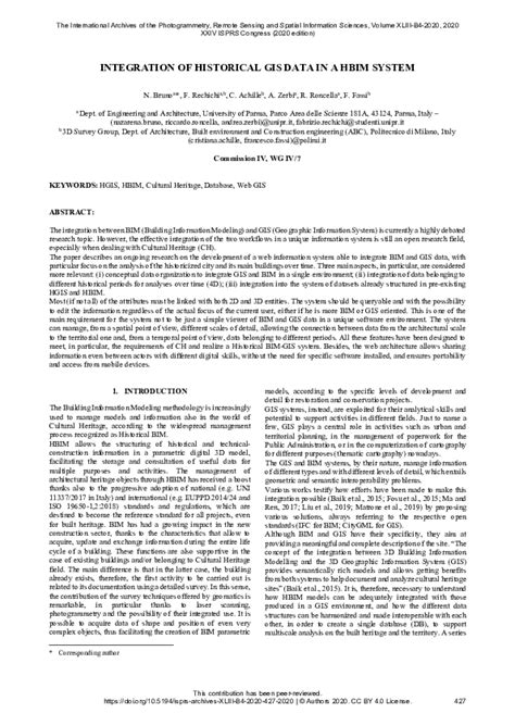 Pdf Integration Of Historical Gis Data In A Hbim System