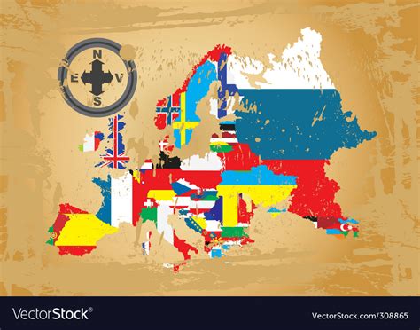 European Flag Map Royalty Free Vector Image Vectorstock