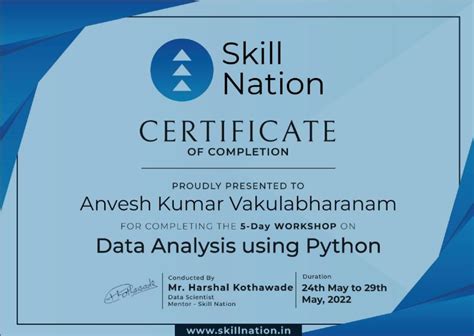 Skillnation Dataanalysis Datascience Python Anvesh Kumar Vakulabharanam