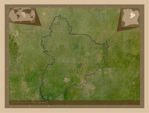 Vallee Du Bandama Cote D Ivoire Low Res Satellite Major Cities Stock