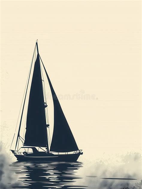 A Minimalistic And Elegant Silhouette Of A Sailboat On The Water At Sunset Generative Ai Stock