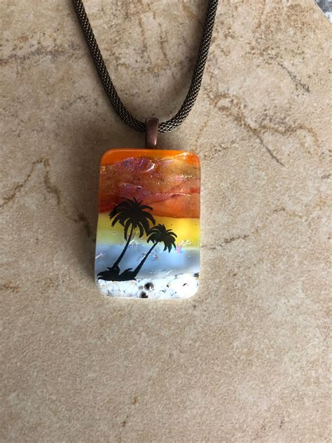 Fused Glass Pendant Fused Glass Necklace Dichroic Fused Glass