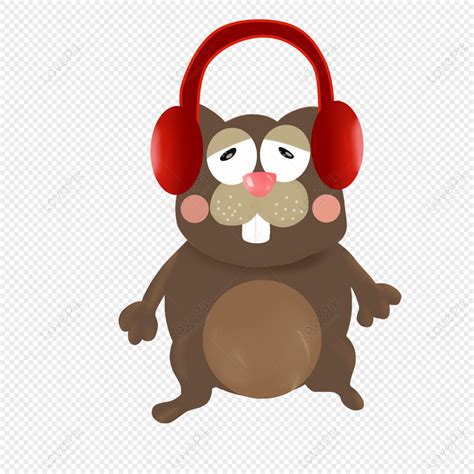 음악을 듣는 헤드폰과 두더지 Png 일러스트 무료 다운로드 Lovepik