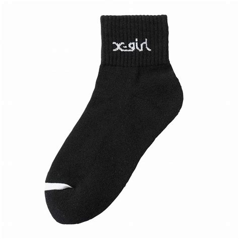 X Girl エックスガール Logo 2p Socks レディース ソックス 靴下 2組セット ワンポイント ホワイト ブラック スクール