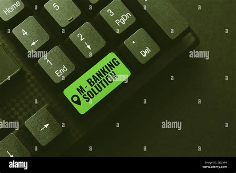 Conceptual Caption M Banking Solution Word Written On Conduct Financial Transaction Remotely By