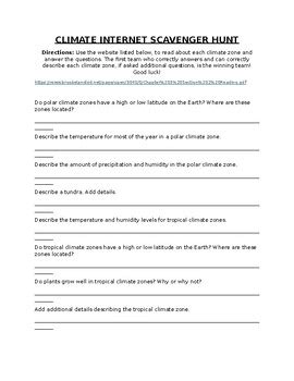 Climate Internet Scavenger Hunt By TexasToFlorida TPT