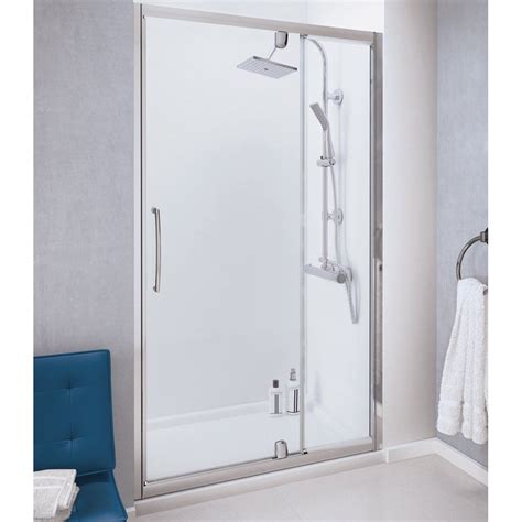 Lakes Semi Frameless Silver 1000mm Pivot Door With 149mm Integrated In
