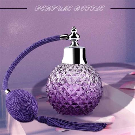 Vintage 100ml Crystal Perfume Bottle Purple Spray Atomizer Refillable