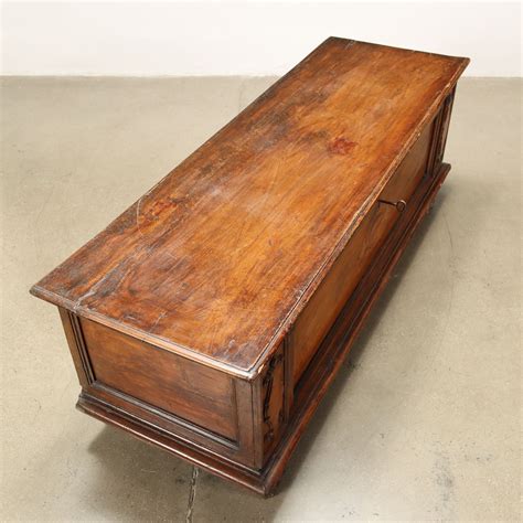 Cassapanca Antica Barocco Piacenza 700 Legno Intagliato Noce Panche