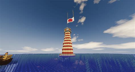 2nd Build A Lighthouse It Has Piston Door And Rotating Lights R Minecraft