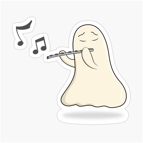 Ghost Playing Flute Sticker For Sale By Dpscreations Flute Ghost