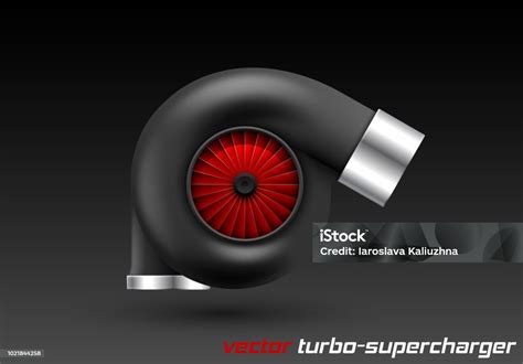 Turbocompresseur De Voiture Vector Isolé Sur Fond Sombre Turbine Noire