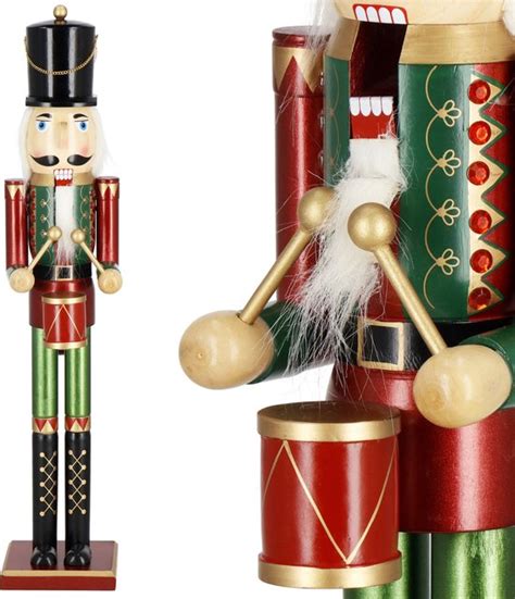 Springos Notenkraker Kerst Houten Soldaat Kerstversiering Groen Rood Cm Bol