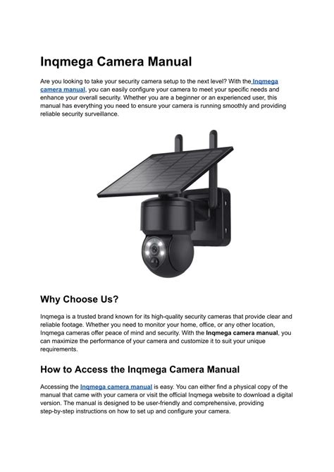 Ppt Inqmega Camera Manual Powerpoint Presentation Free Download Id