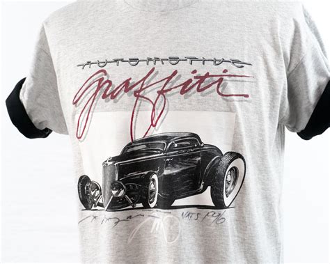 Vintage Automotive Graffiti Darrell Mayabb Art Hot Rod Heather Gray T