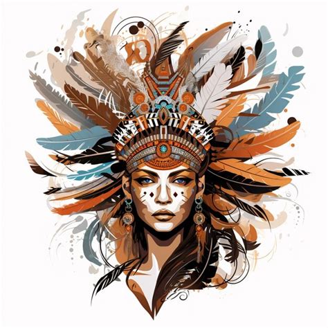 Premium Photo Arafed Woman With Feathers And Feathers On Her Head