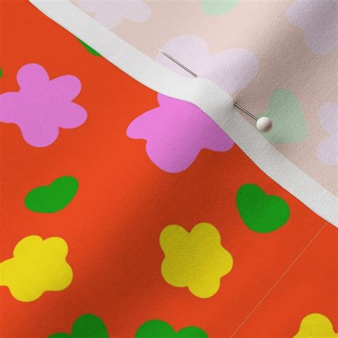 Big Pixie Flowers Multi Color Yellow Fabric Spoonflower