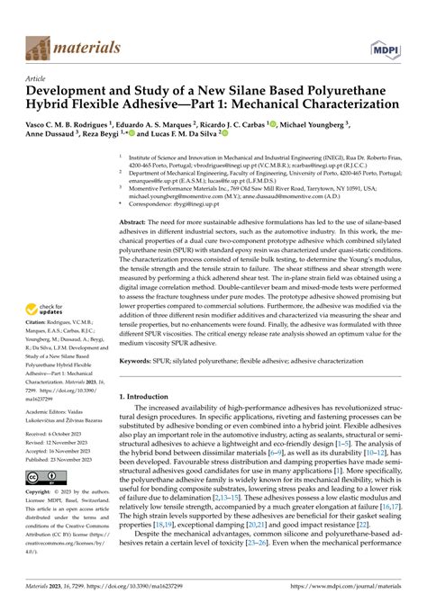 PDF Development And Study Of A New Silane Based Polyurethane Hybrid