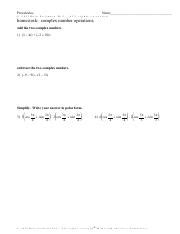 Complex Number Operations Adding Subtracting And Simplifying Course Hero