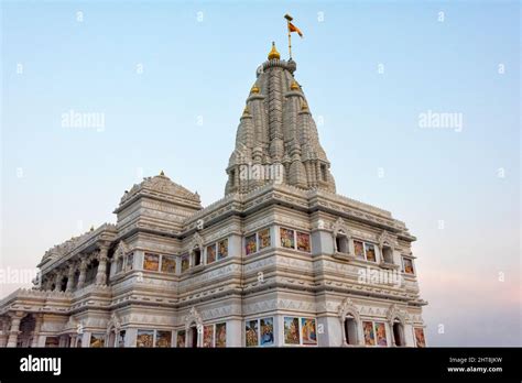 Prem Mandir At Sunset Vrindavan Mathura District Uttar Pradesh