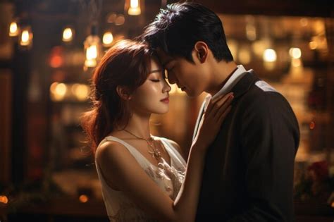 일본인 중국인 로브 커플 귀여운 아름다운 예쁜 여자 남자 여자 소년 행복한 발렌타인 포트레이트 함께 포옹