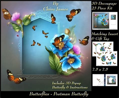 Butterflies Postman Decoupage Insert Tag CUP792640 2236