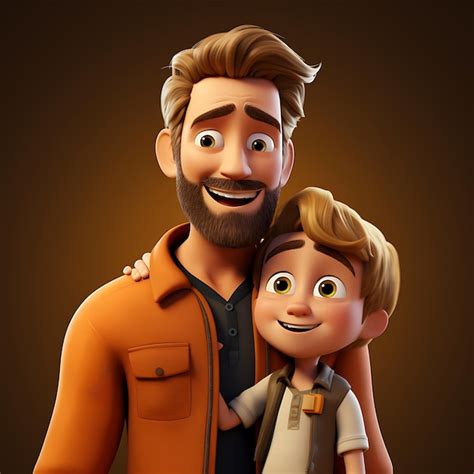 Premium Photo 3d Cartoon Happy Father Holding His Son