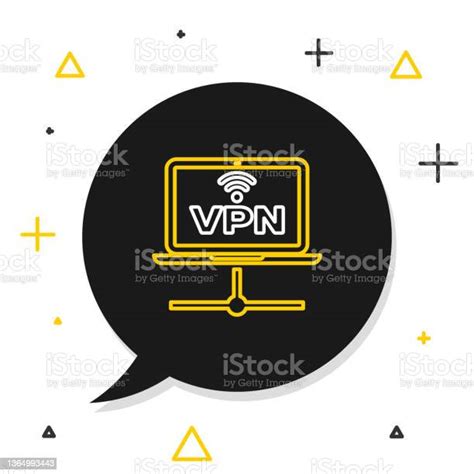 흰색 배경에서 격리된 라인 Vpn 컴퓨터 네트워크 아이콘입니다 랩톱 네트워크 인터넷 연결 다채로운 개요 개념 벡터 0명에 대한
