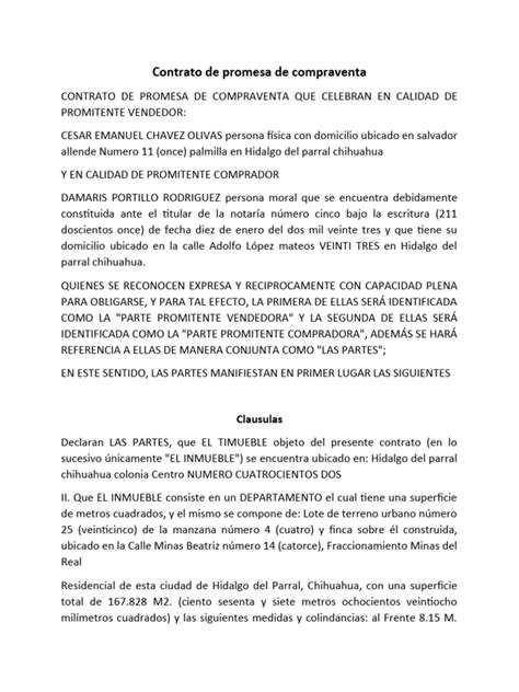 Contrato De Promesa Pdf Donación Condominio