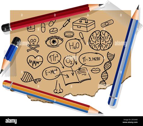 Hand Drawn Science Elements On Paper With Many Pencils Illustration Stock Vector Image And Art Alamy