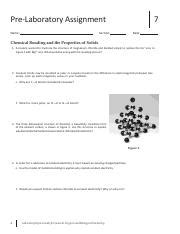 Experiment 7 Prelab Pdf Pre Laboratory Assignment Name Section 7 Date Chemical Bonding And