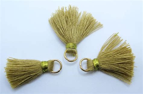 Small Cotton Jewelry Tassels With Gold Binding And Gold Plated Etsy