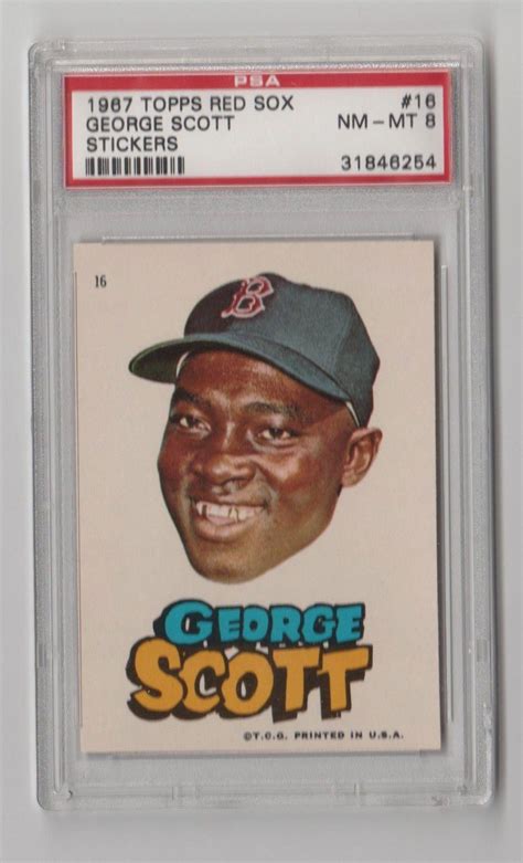 1967 Topps Stickers George Scott Boston Red Sox Card 16 Psa 8 Nm Mt