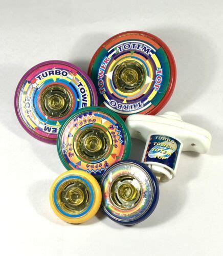 Vintage 90s Set Of 5 Turbo Tower Totem Tops With Spinner Pre Owned