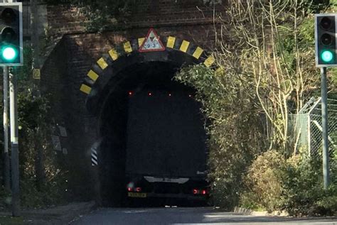 Lorry Stuck Under Railway Bridge Near Tunbridge Wells