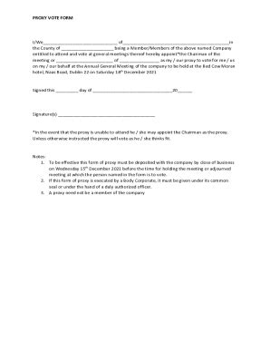 Fillable Online Proxy Vote Form Fax Email Print PdfFiller