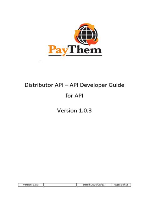 Distributor Api Api Developer Guide V103 Pdf Transport Layer
