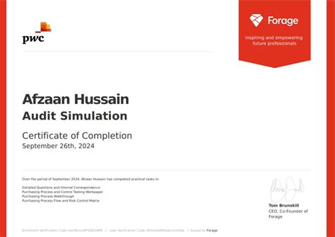 Afzaan Hussain On Linkedin I Have Successfully Completed Pwc Uss Audit On Forage In The
