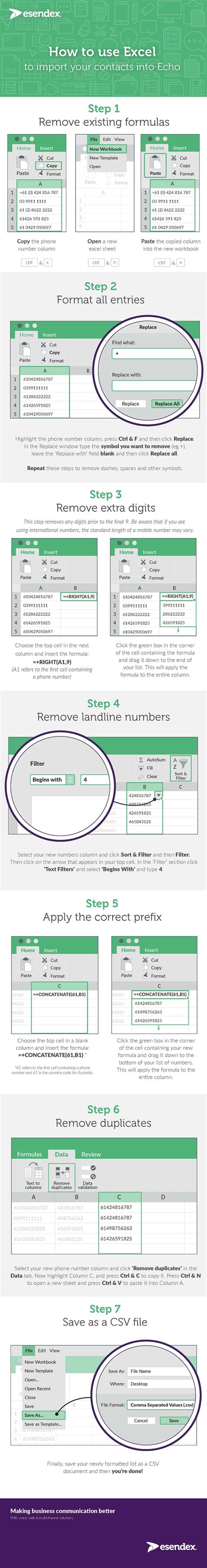 How To Clean And Reformat Telephone Numbers In Excel Infographic