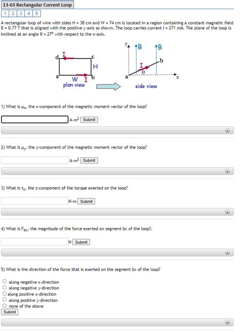 solved 13 03 rectangular current loop 1 2 3 4 5 a