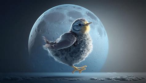 Un Pollito Azul Volando A La Luna Imagen 37 Foto Premium
