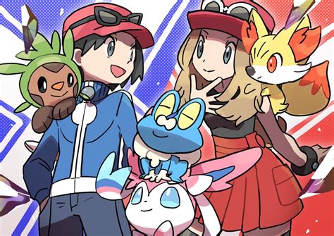 Serena Sylveon Calem Fennekin Chespin And 1 More Pokemon And 1