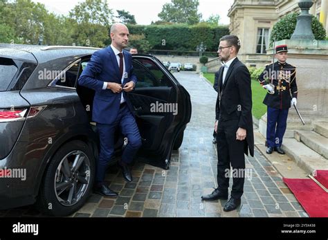 New French Foreign Minister Jean Noel Barrot Gets Out Of A Car As He