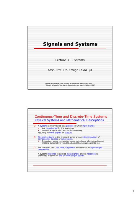 Lecture SS p Sig n a ls a n d Sy st e m s Lecture Systems Asst Prof Dr Ertuğrul
