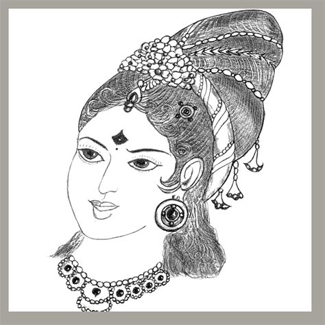குந்தவை பிராட்டி ஒரு பென்சில் சித்திரம்
